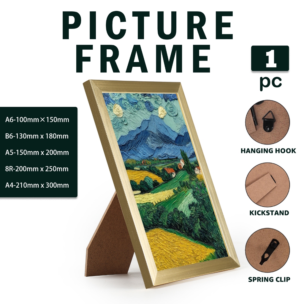 Picture Frame A4/A3/4R/5R/6R/8R Gold Photo Frame Display Board Wall ...