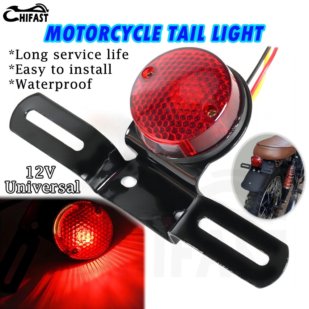 HIFAST 12V Universal Motorcycle Tail Light Brake Light Night Running ...
