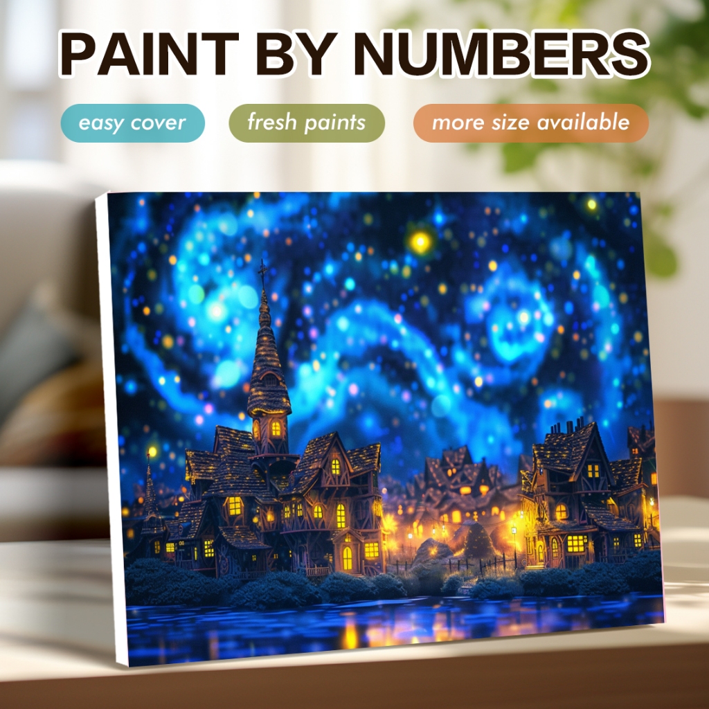 RUOPOTY Modern Paint By Numbers On canvas Coloring by numbers Starry ...
