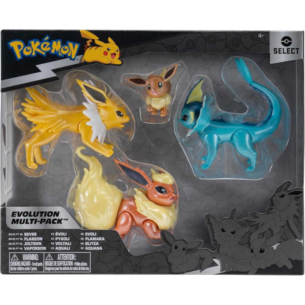 Pokemon Select Eevee Evolution Pack - Features 2-Inch Eevee Plus 3-Inch Jolteon, Vaporeon, and ...