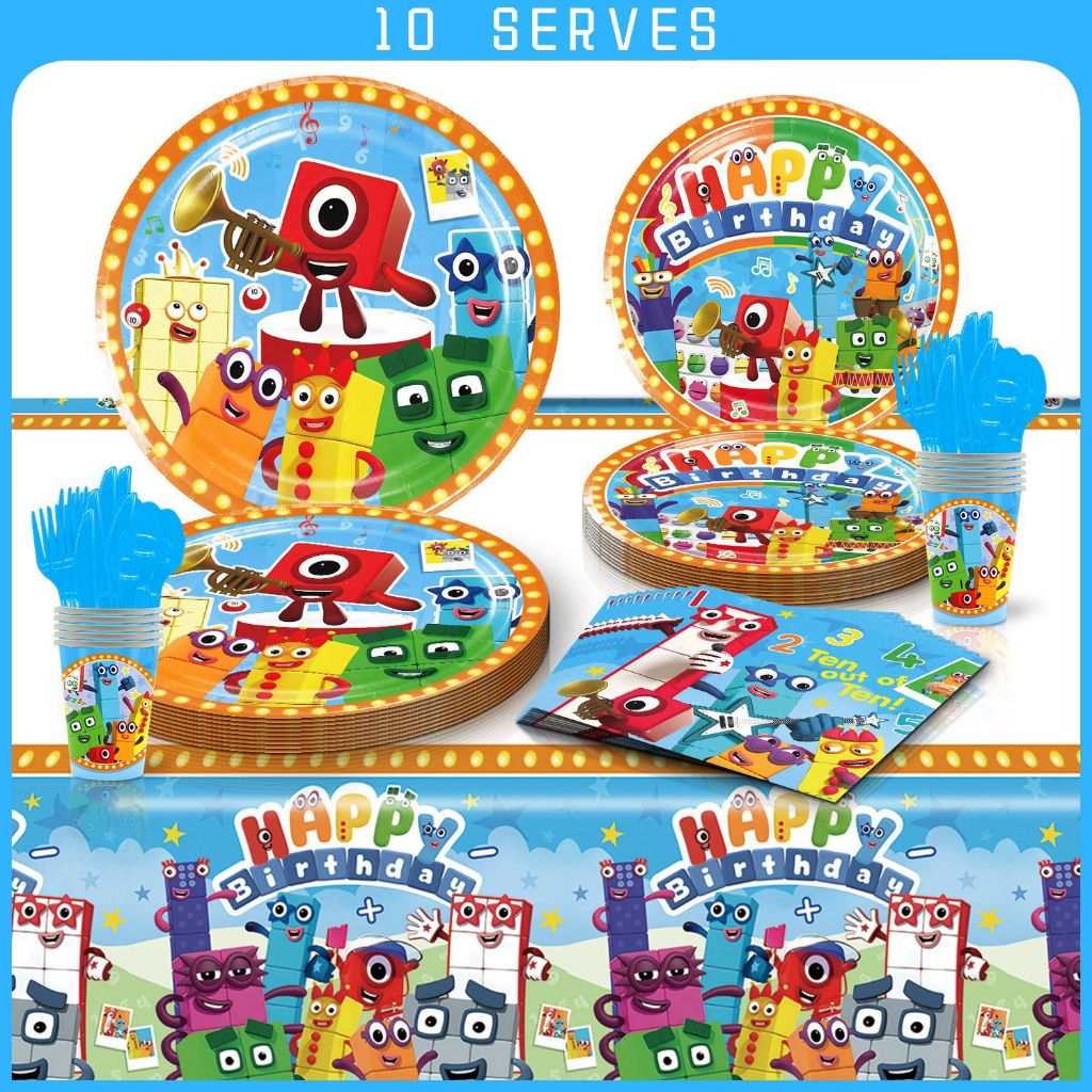 Numberblocks Happy Birthday Party Supplies Paper Plates Cups Napkins ...