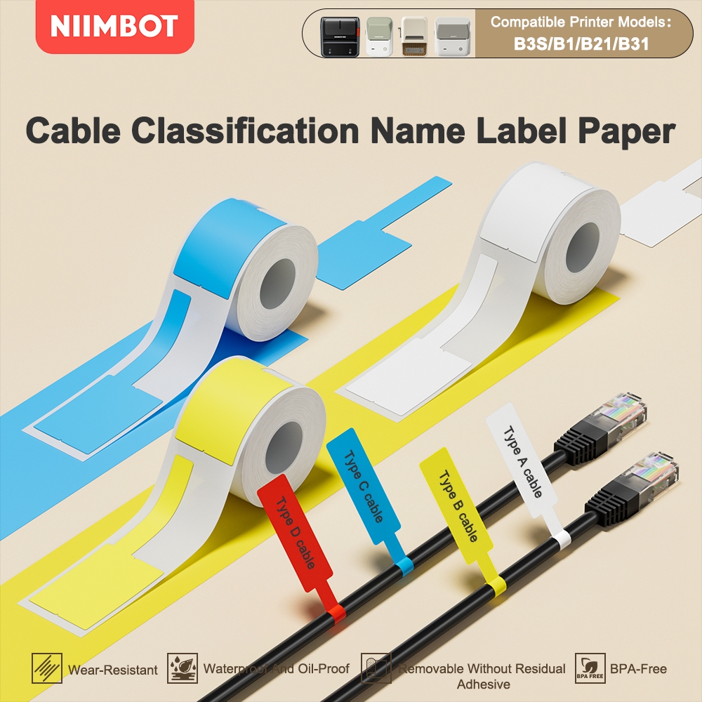 Local-NIIMBOT B21/B1/B31 Cable label paper suitable for network cable ...