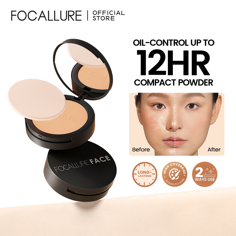 FOCALLURE 3 Colors Pressed Powder Cake Soft with Sponge Oil Control ...