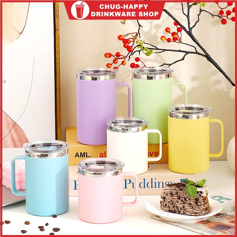 450/550/650ml 304 Stainless Steel Ins Cup, Double Wall Portable Coffee Tea Mug with Handle and ...