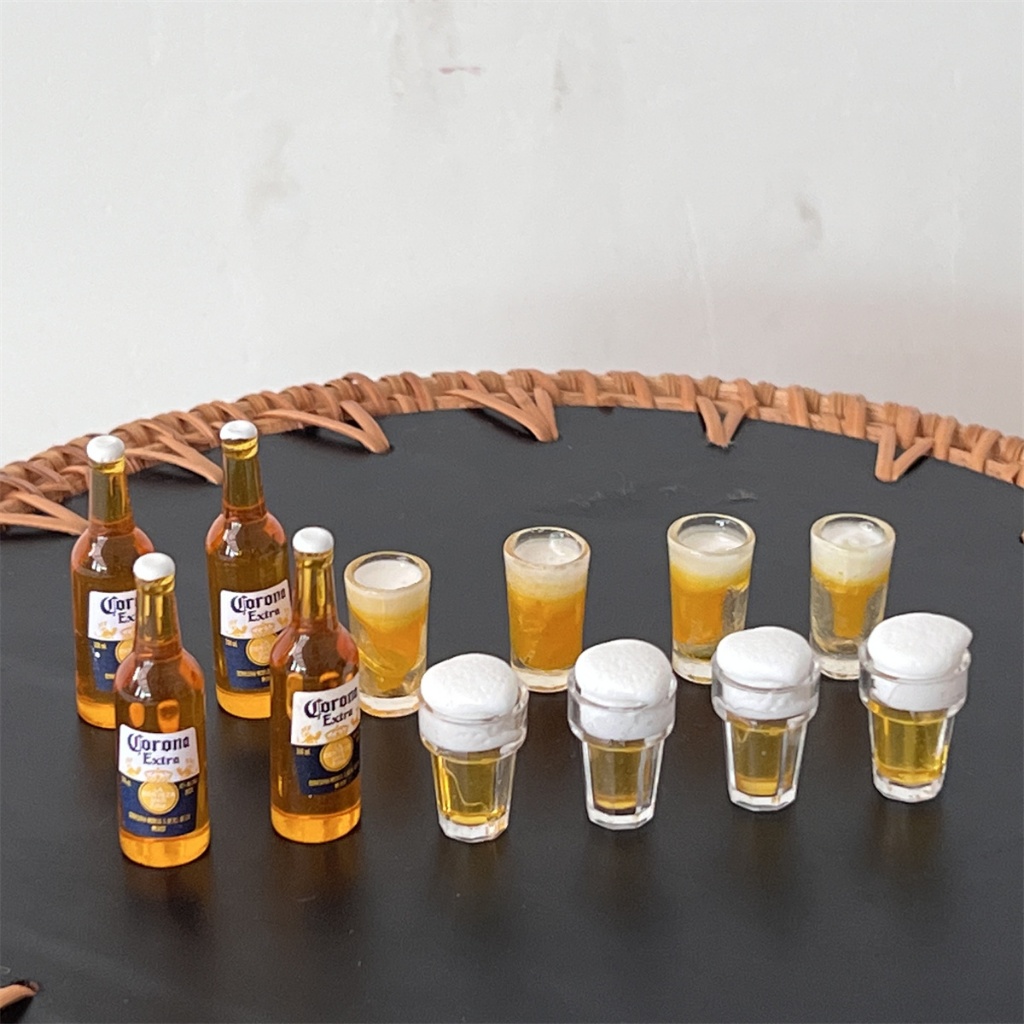 6pcs Set Miniature Beer Cup Dollhouse Accessories with Beer Bottles ...