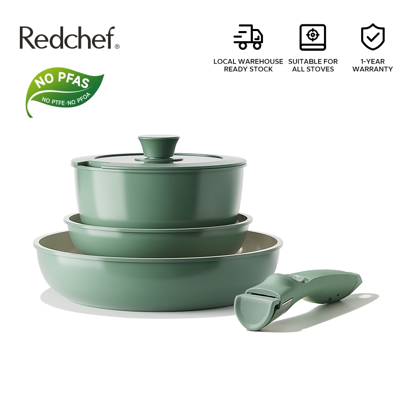 Redchef Removable Handle Series Green Nonstick Ceramic Rock Cookware ...