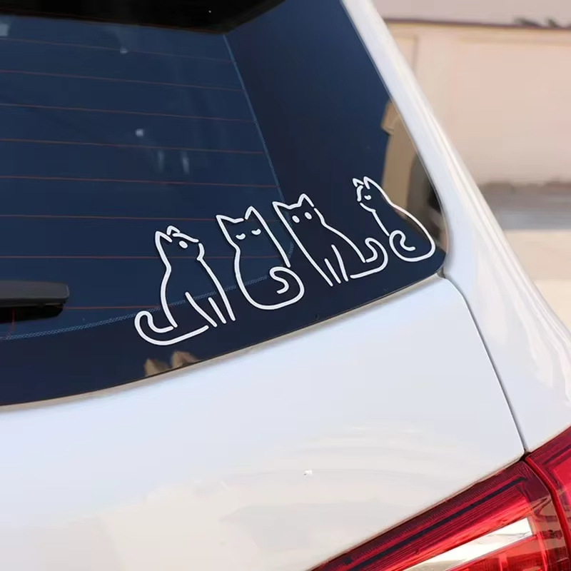 24.5x7.5cm Four Cute Kitty Cats Car Sticker Auto Body Bumper Windows ...