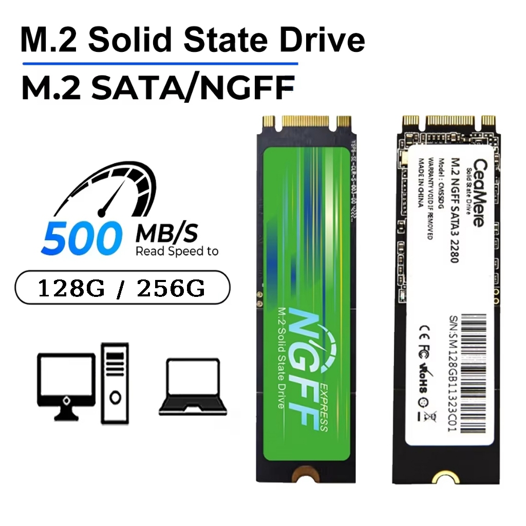 M.2 SATA SSD 128G 256G M.2 NGFF SSD 500MB/S M.2 2280 NGFF SATA B & M ...