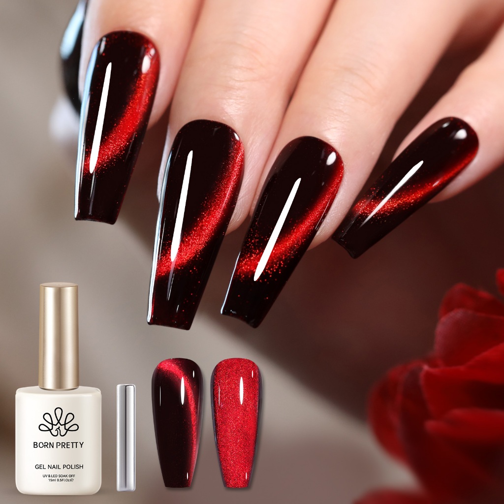 BORN PRETTY Red Spider Lily Cat Magnetic Gel Polish UV Nail Art Gel ...