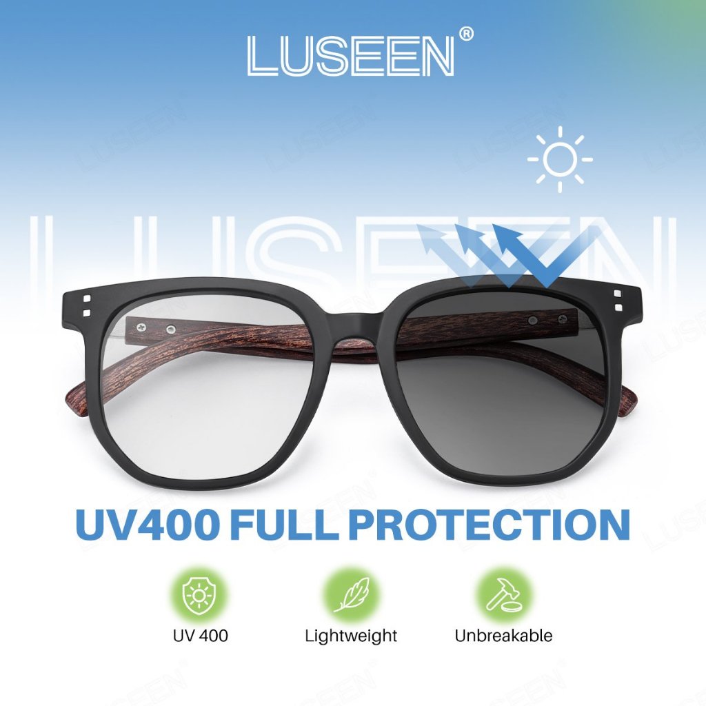 LUSEEN Eyeglass Anti Rad And Photochromic Rectangle Shape Glasses Men ...