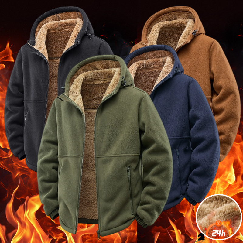 2025 Autumn Winter New Thickened Fleece Men's Jacket Casual Plus Size ...