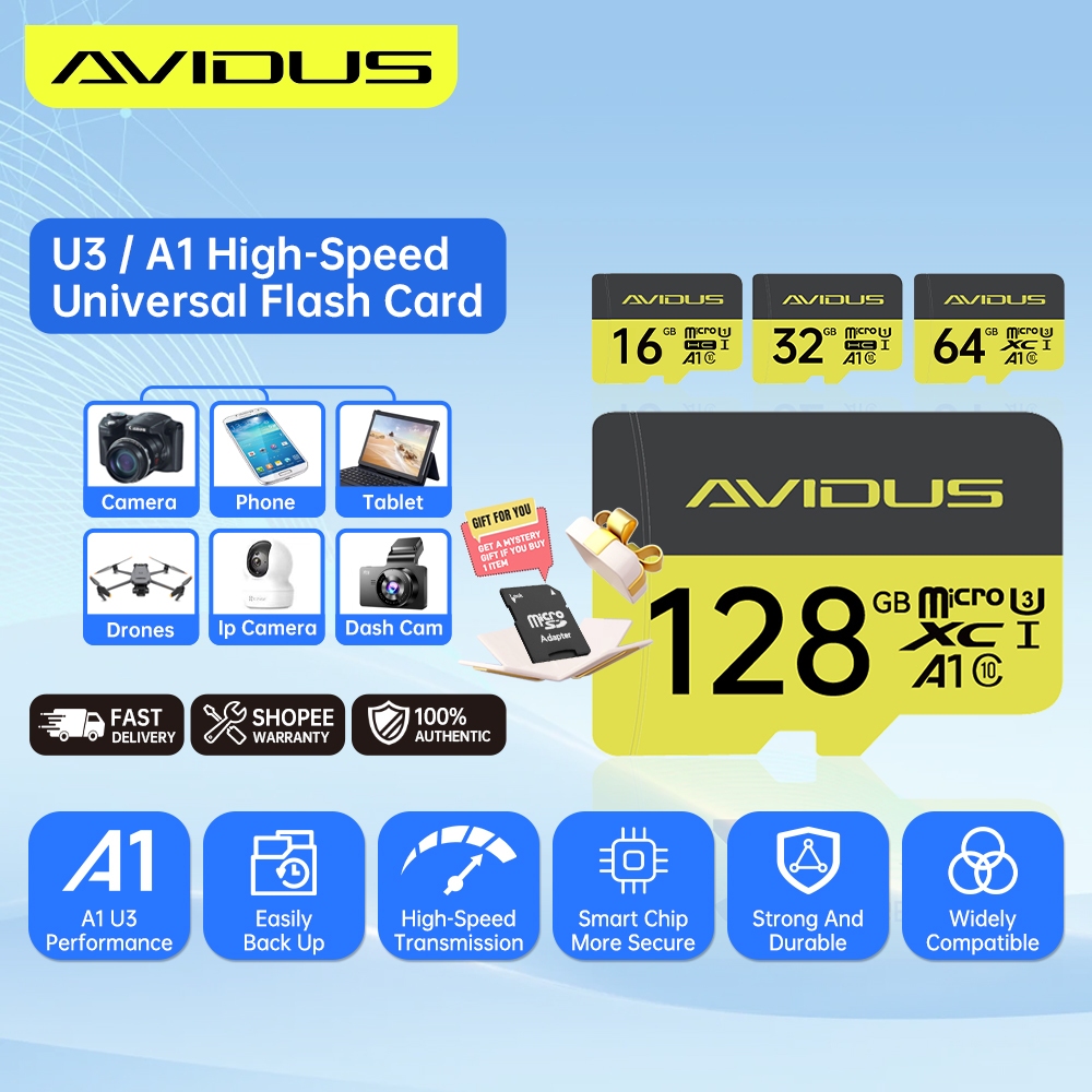 AVIDUS Micro SD Card 16GB 32GB 64GB 128GB Universal U3 TF Card For CCTV ...