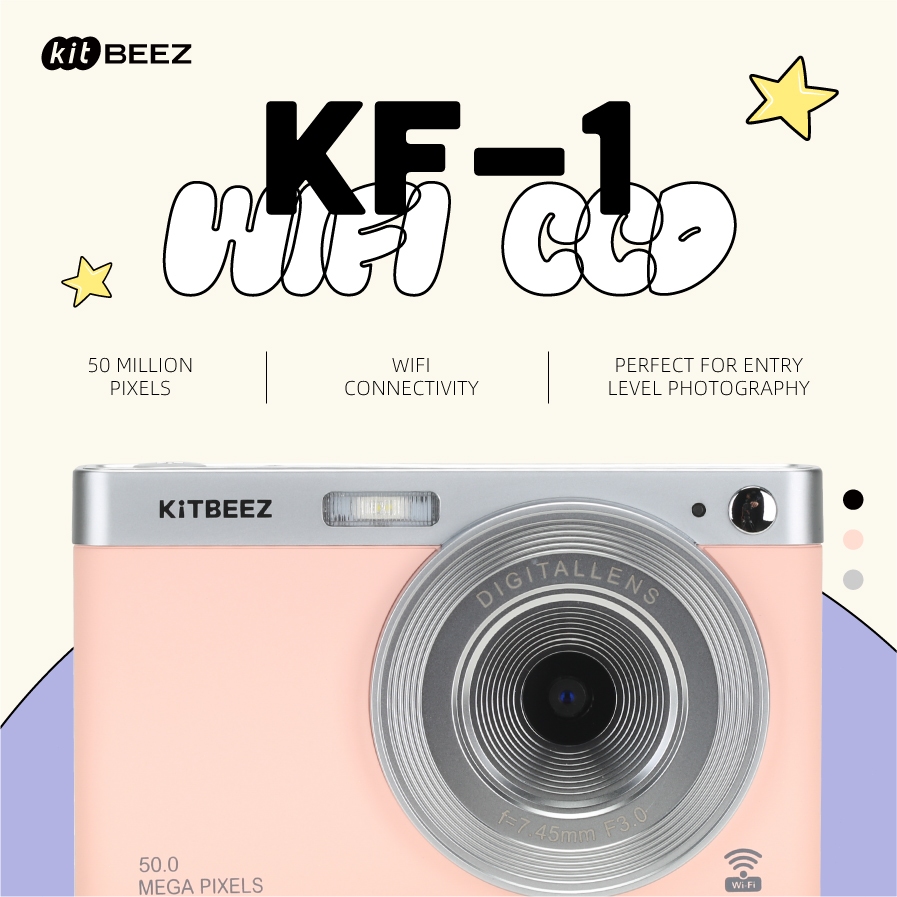KiTBEEZ KF-1 WiFi Retro CCD Camera 50MP 16X Zoom Image Stabilization 4K ...