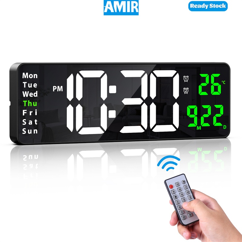 Amir Large Digital Wall Clock With Remote Control 16 Inch Led Large