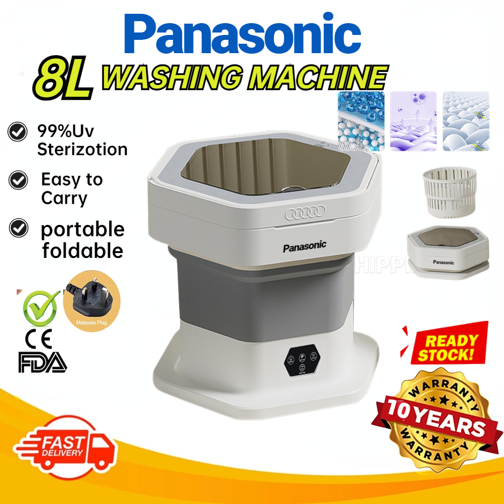 PANASONIC 8L Mini Washing Machine Foldable Washing and Draining 2-in-1 ...