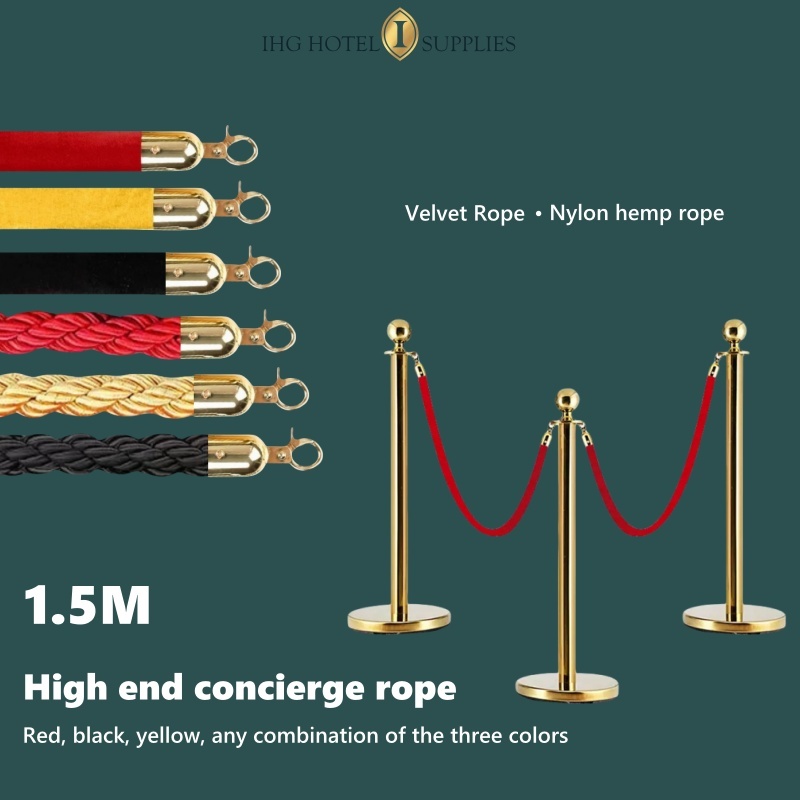 1.5M Red flannelette Queue Barrier Stand Posts Rope Hotel Supplies ...