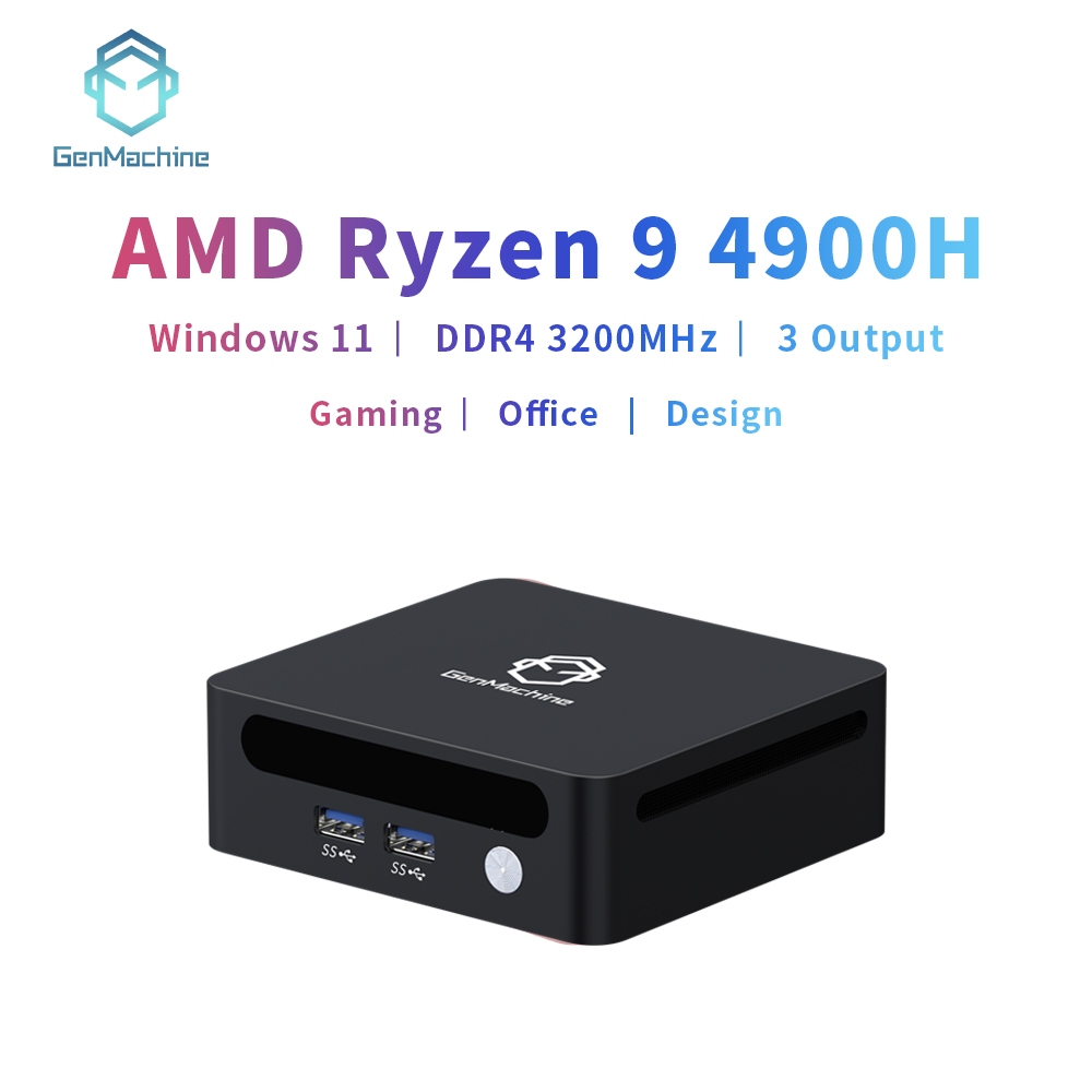 GenMachine New Mini PC Ryzen 9 4900H Windows11 8 Cores 16 Threads WIFI6 ...