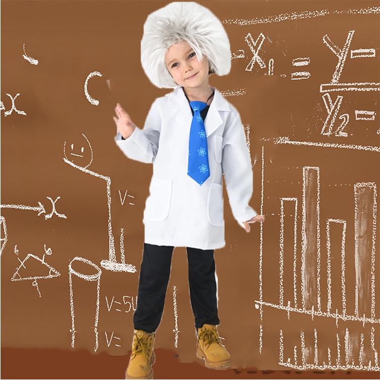 Great Physicist Einstein Costume For Kids Boy Mad Scientist Lab White ...
