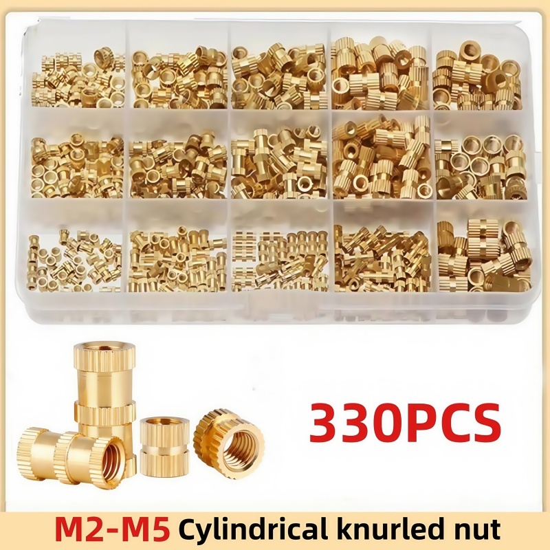 330PCS/BOX Multi-Use Brass Insert Nuts M2-M5 Specification Knurled ...