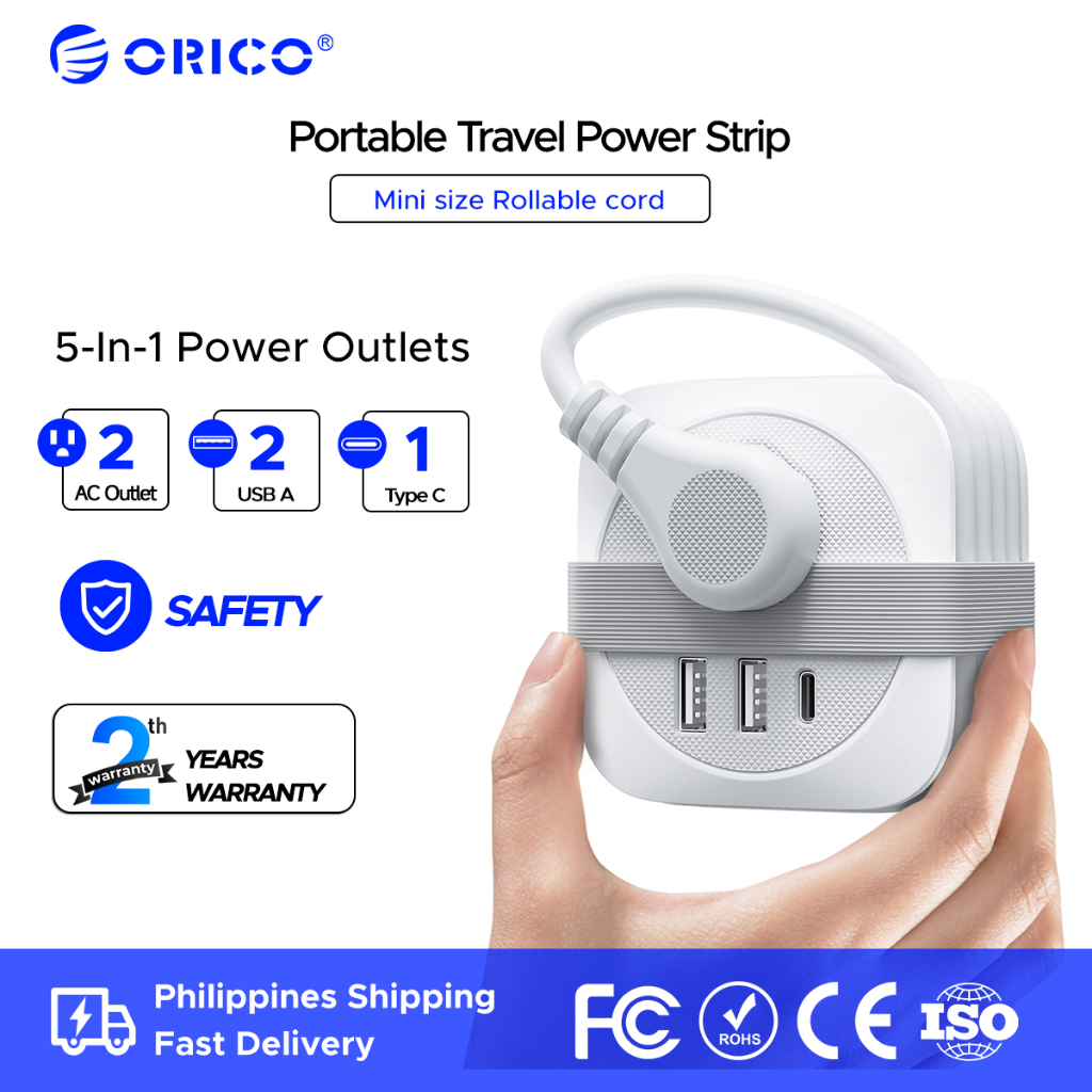 ORICO Extension Outlet Portable Travel Power Strip Extension Cord with ...