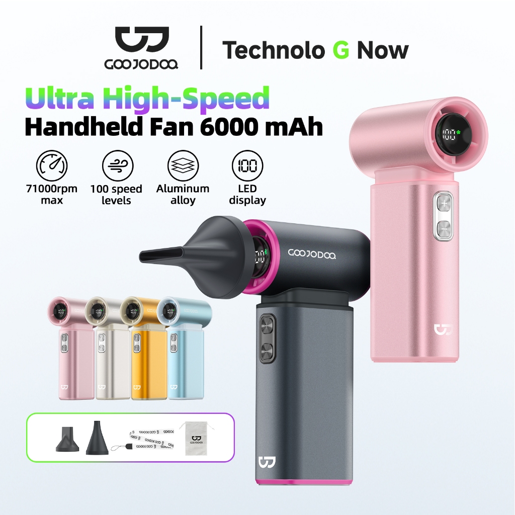 GOOJODOQ GFS009 Mini Fan 6000 mAh Rechargeable Turbo Electric Jet ...