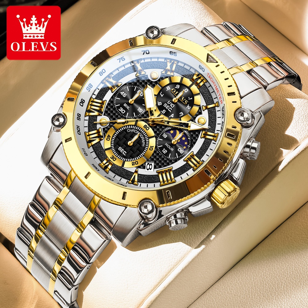 OLEVS Watch For Men Waterproof Original With Box Stainless Steel Strap ...