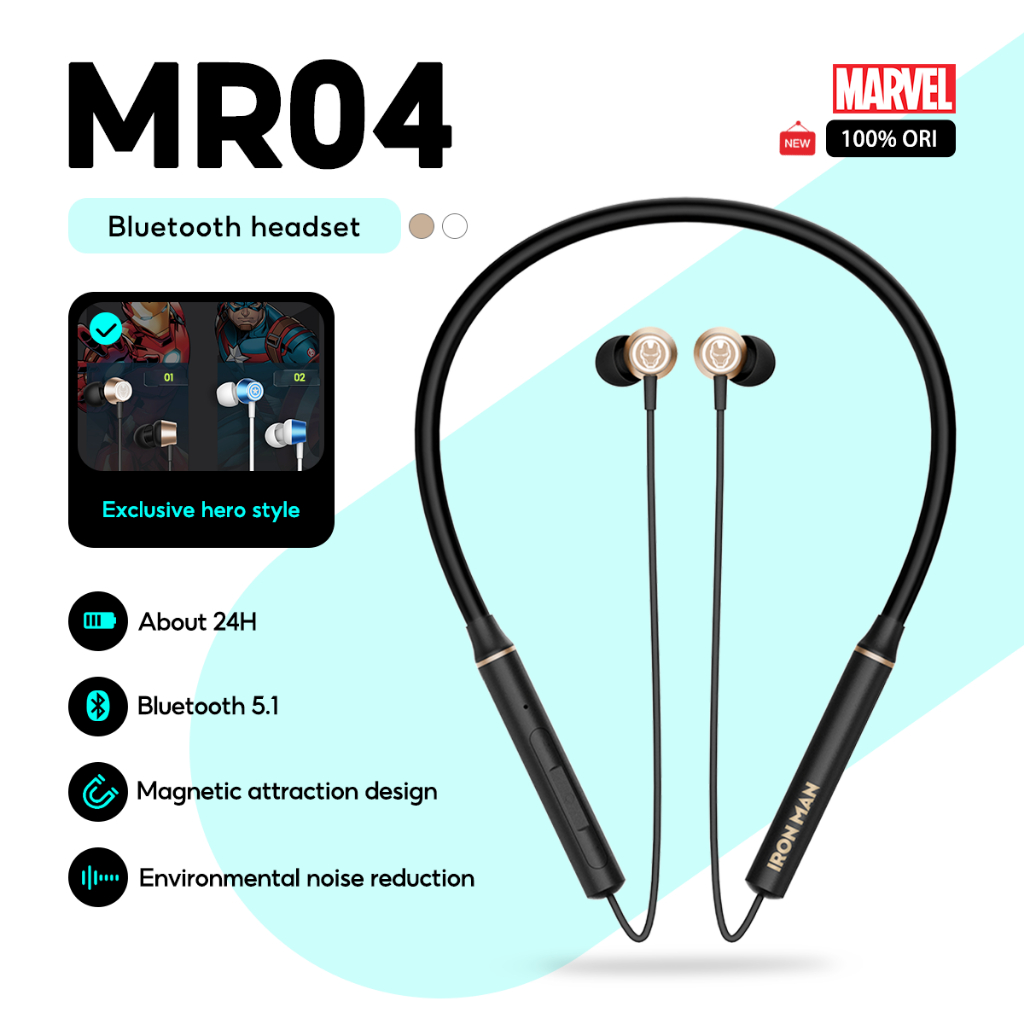 Marvel Earbuds MR04 Bluetooth Earphones Iron Man Captain America Semi ...
