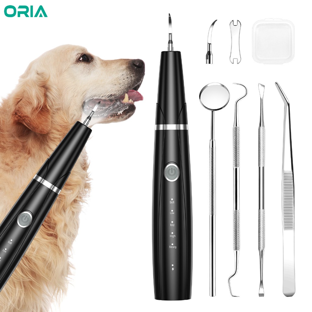 ORIA 5 Modes Pet Ultrasonic Tooth Cleaner with LED Light Dog Tooth ...