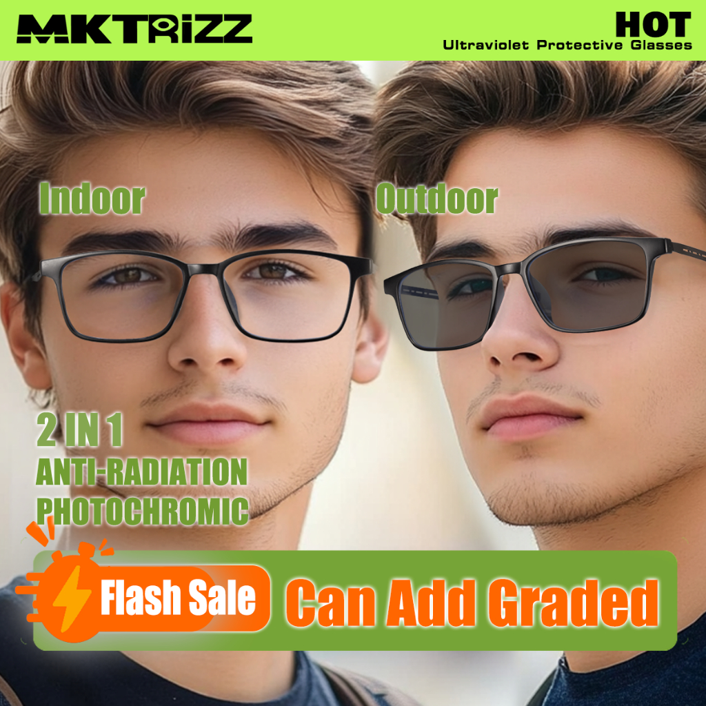 MKTRIZZ Prescription Glasses Photochromic Anti Radiation Glasses ...