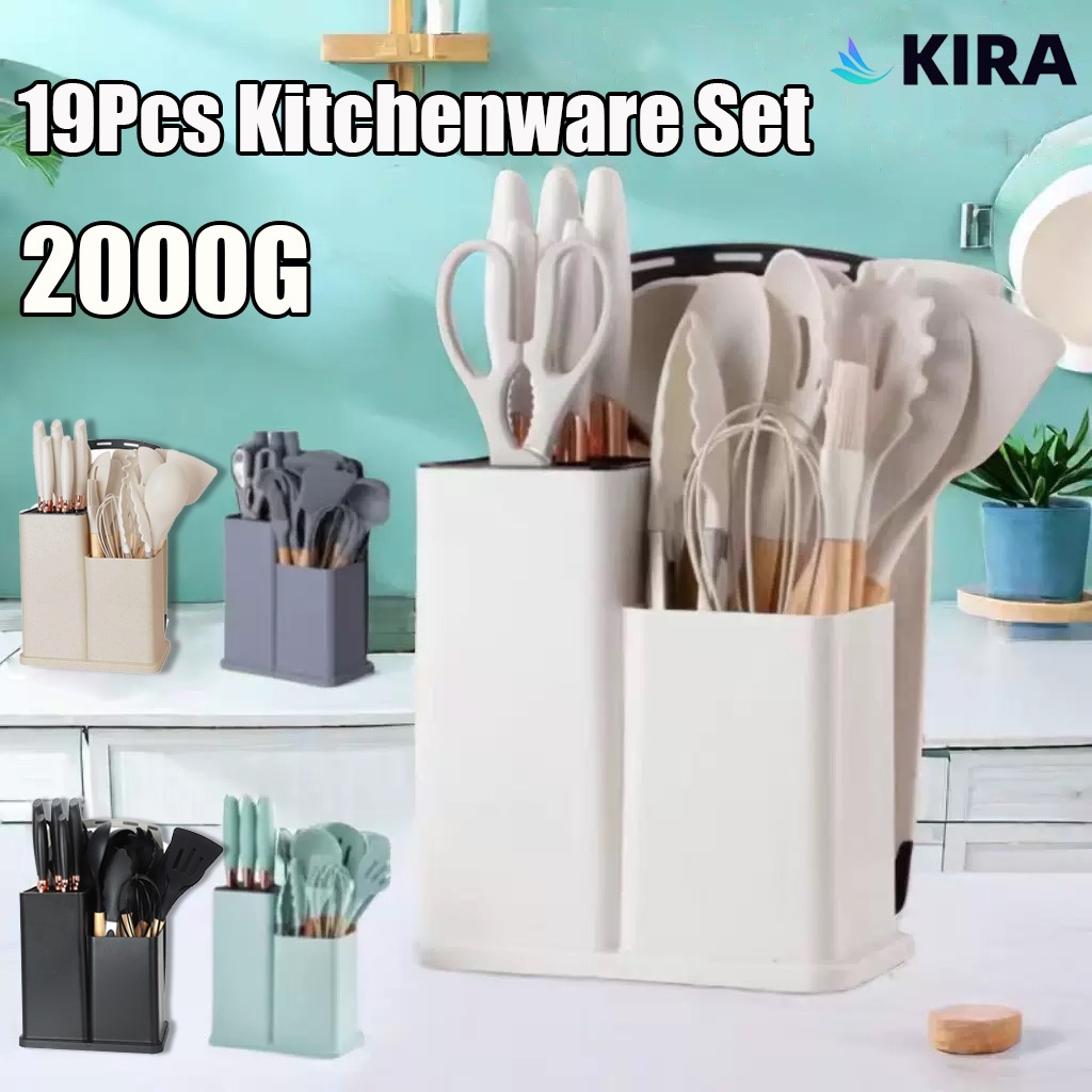KIRA 19PCS silicone kitchen utensils set Spatula For Non Stick Pan ...