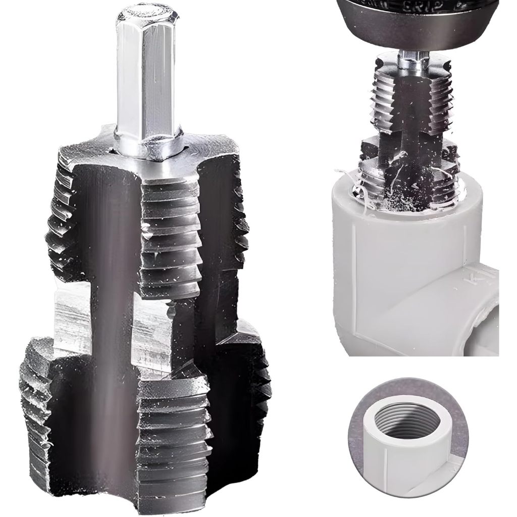 Electric Drill Compatible PVC Pipe Threader Kit with Various Die Sizes ...