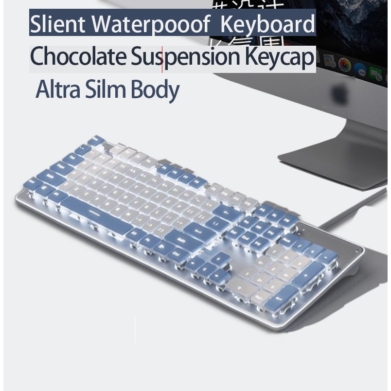 Wolf Tu Wired Silent Keyboard, Waterproof Chocolate Keycaps, Mechanical ...