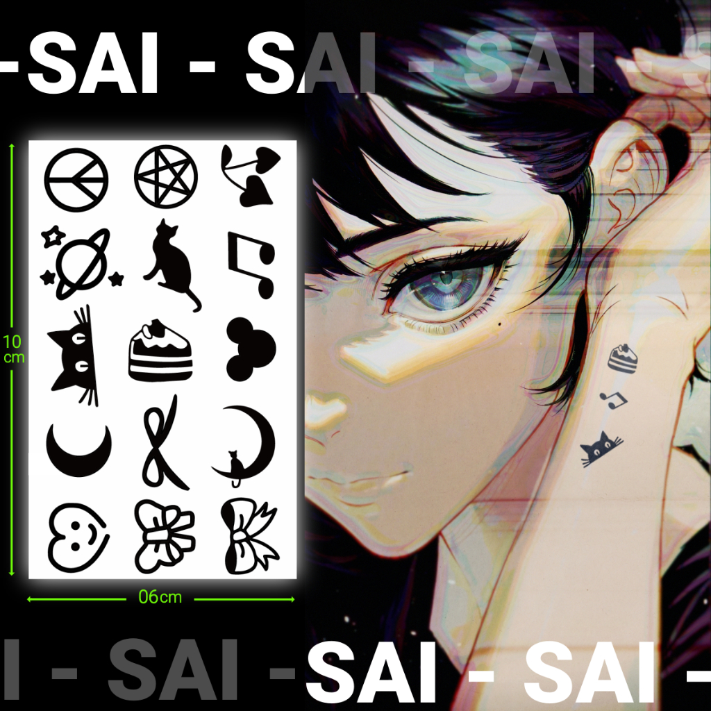 SAI MAGIC TATTOO Lasts to 2 weeks 10CM×06CM Tattoo sticker waterproof ...