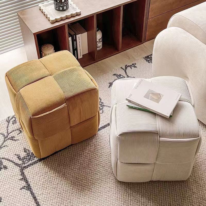 Square Ottoman Chair Upholstered Stool Household Shoe Changing Stool ...