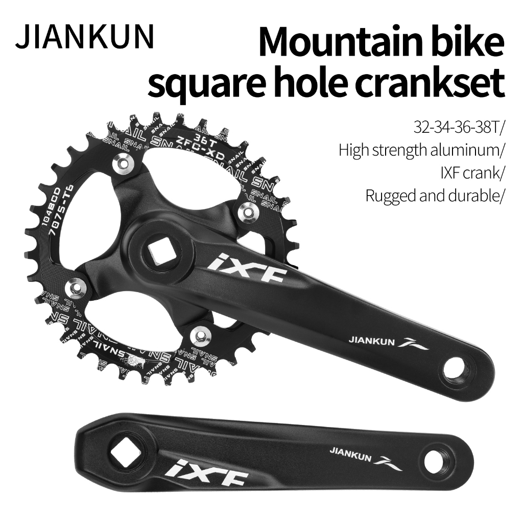 IXF Mountain Bike Square Taper Crankset - Chainring with 32T, 34T, 36T ...