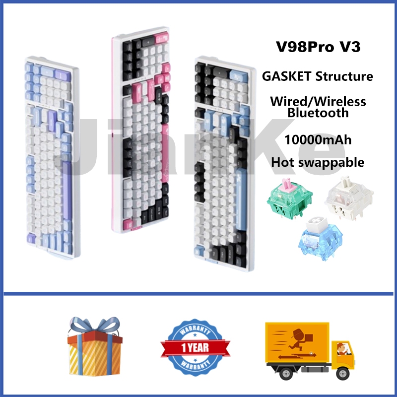 VGN V98Pro V3 Wireless Mechanical Keyboard 96% Hot swappable RGB GASKET 10000mAh Custom Gaming ...