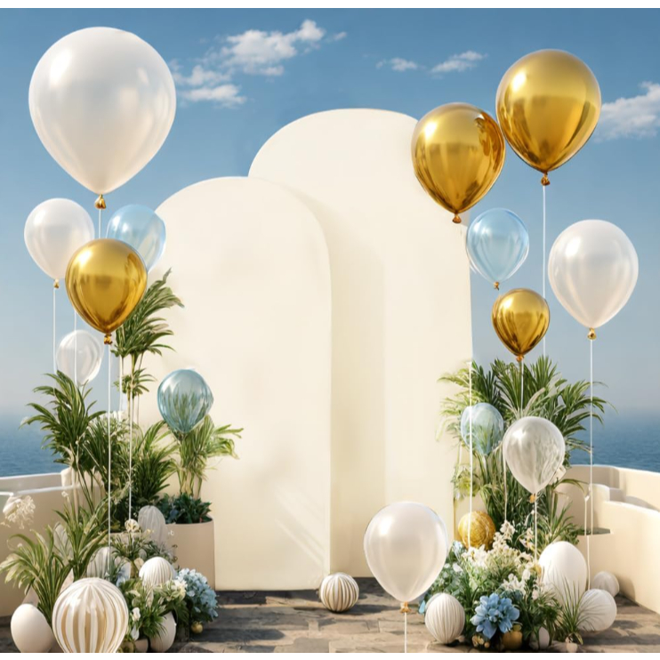 White Single-Sided Arch Background Cloth Wedding Arch Cover Solid Color ...