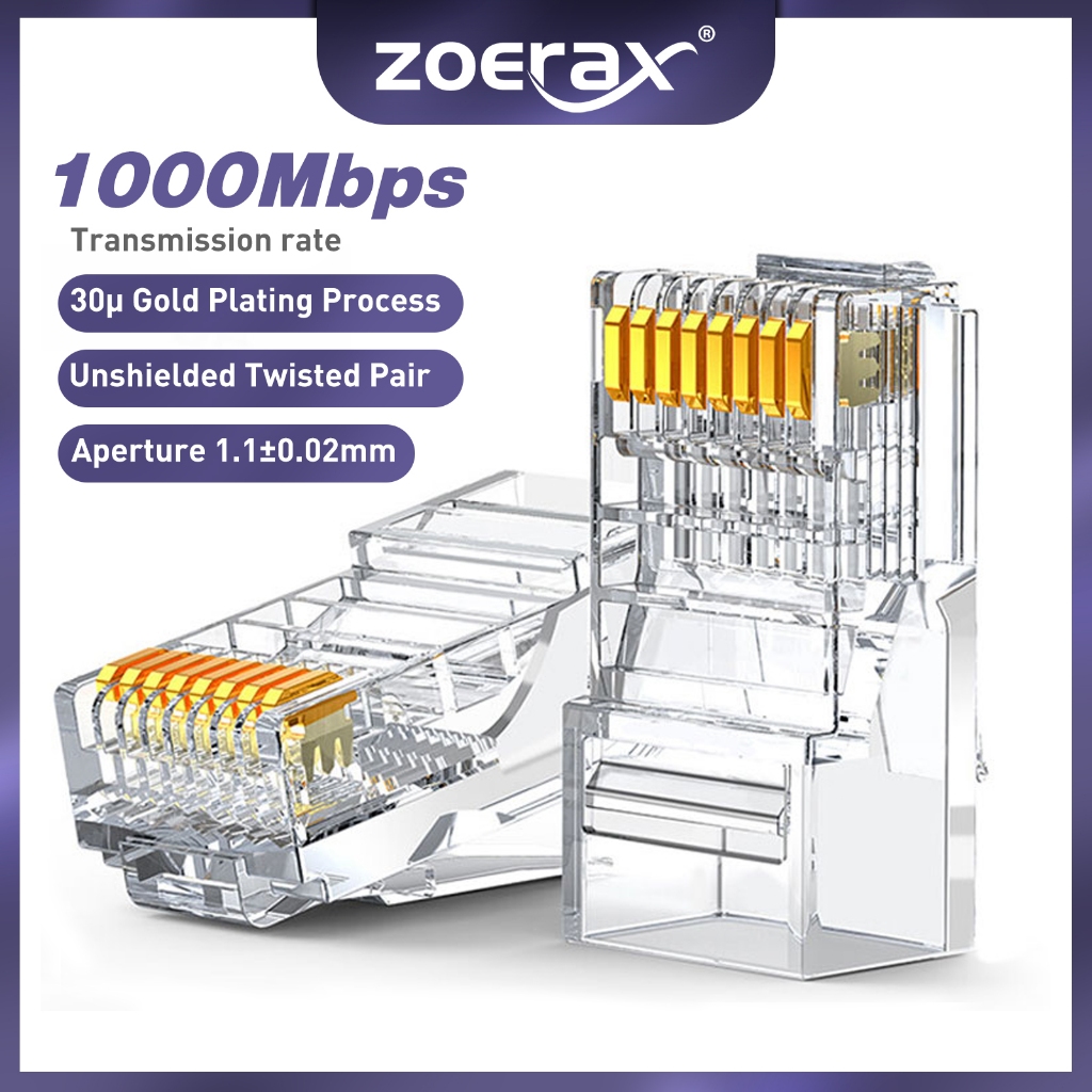 ZoeRax Cat6 RJ45 Connector 8P8C Modular Ethernet Cable Head Plug 50U ...