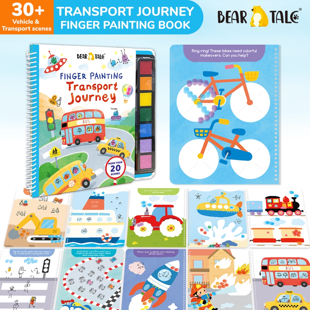BEAR TALE Children's Transportation Finger Coloring Book Baby Painting ...