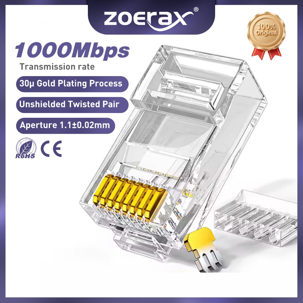 ZOERAX Trendinh now Cat6 Connector RJ45 Connectors 100pcs UTP 8P8C RJ45 ...