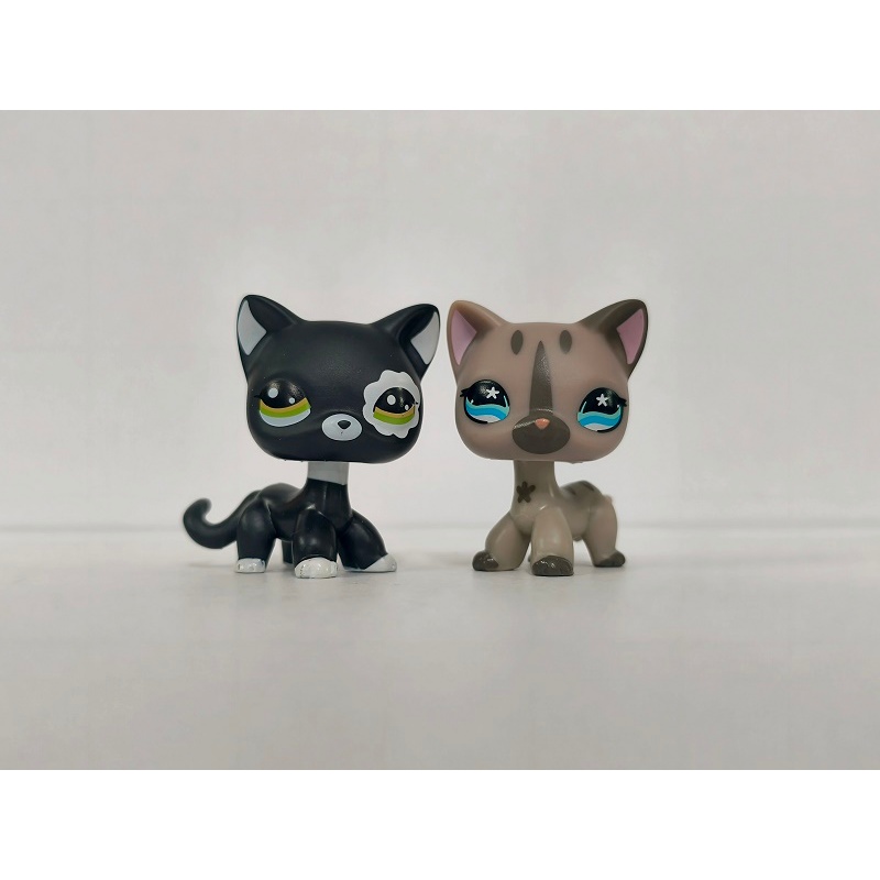 2pcs/lot Littlest Pet Shop Toy Black Grey Short Hair Cat #2249#468 ...