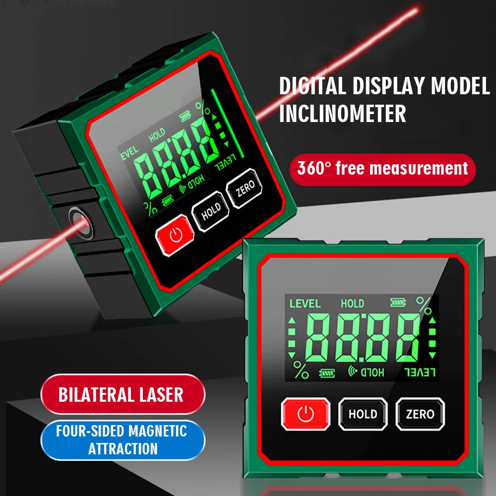 1/4 Sided Magnetic Digital Angle Finder with Electronic Laser Dot ...