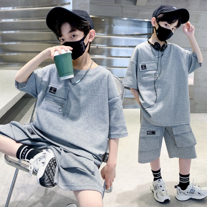 New Terno For Kid Boy 6-12yrs Waffle Multiple Pockets T shirt+Shorts ...