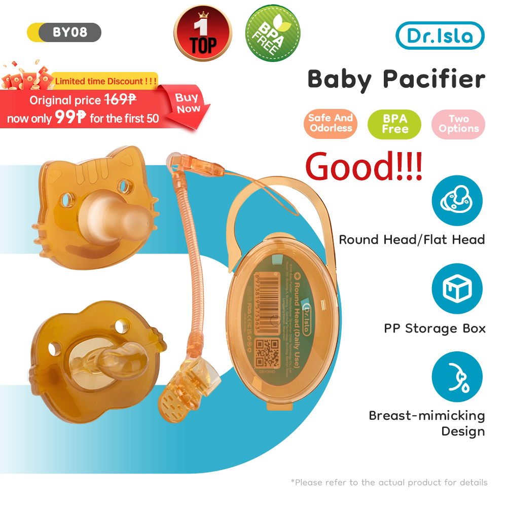 Dr.isla Baby Pacifier Set 0-6 Months BPA FREE With Chain And Soft ...