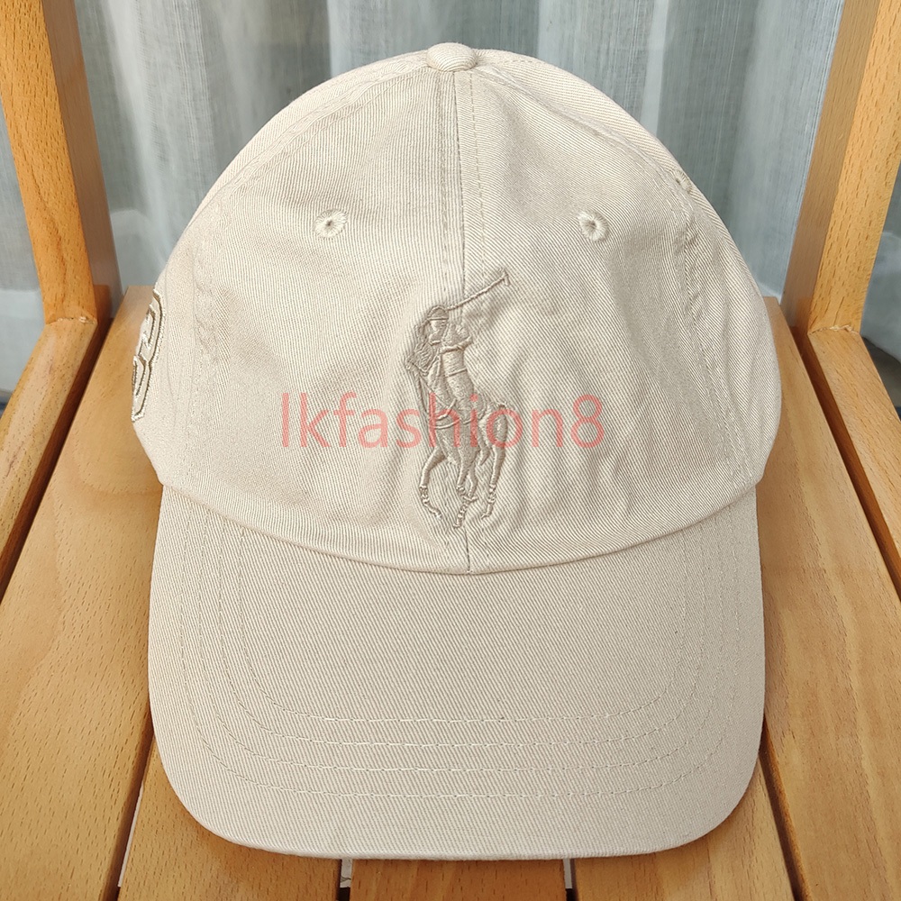 Full Beige Big Pony Baseball Cap Visor RL Hat Horse Rider Number 3 ...