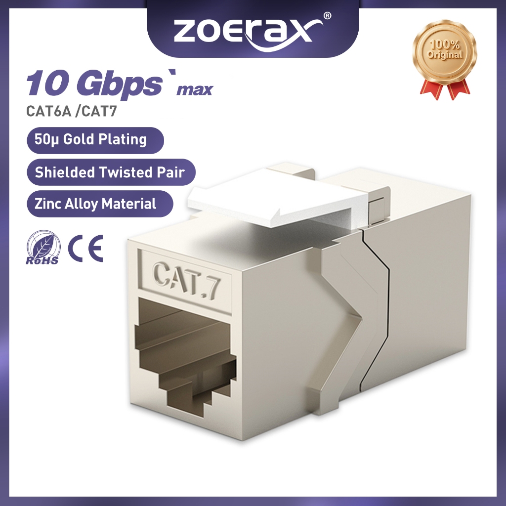 ZoeRax Cat6a Cat7 Cat8 Keystone Jack RJ45 Tool-Less Type Zinc Alloy ...