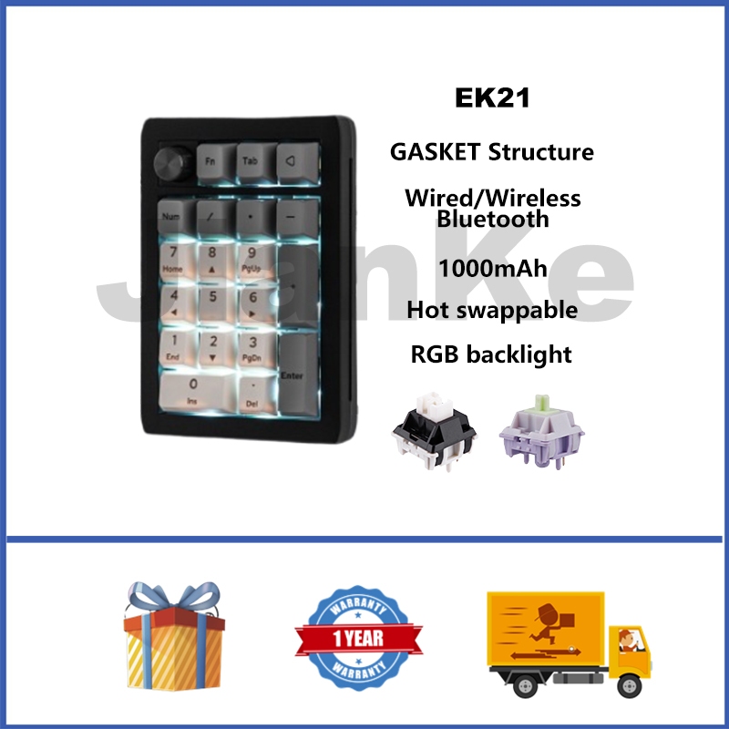 EPOMAKER EK21 Wireless Mechanical Keyboard 21 Key Keypad Hot swappable ...