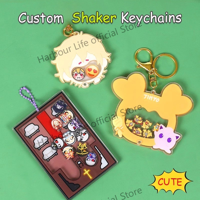 Custom Shaker Keychain Clear Acrylic Charm Cartoon Anime Diy Customized ...