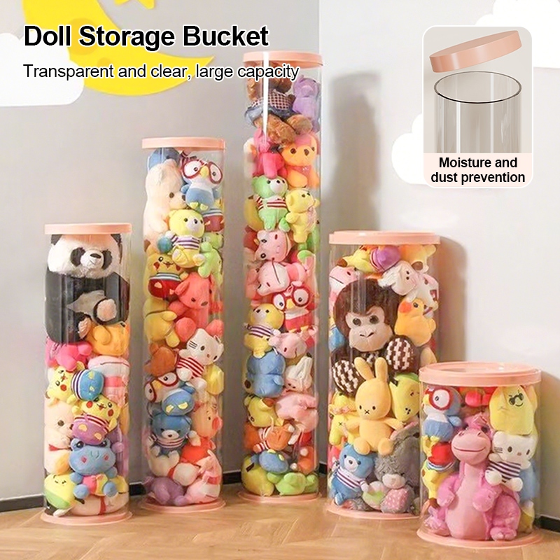 90-150cm Dustproof Doll Storage Bucket Toy Storage PVC Toy Storage ...