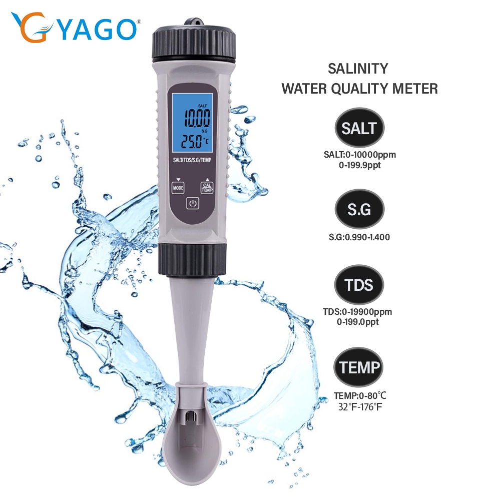 YAGO Salinity Meter Food SALT/TDS/EC/S.G/Temp Meter Digital Salinometer ...